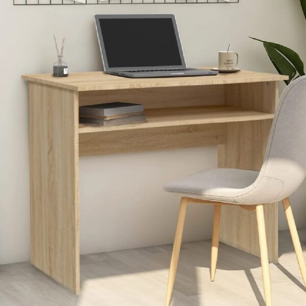 Angleton Wooden Laptop Desk With 1 Shelf In Sonoma Oak - Simply Home ...